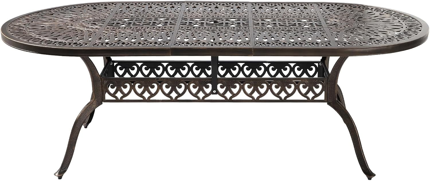 Cast Aluminum 86.6" Oval Patio Dining Table,Outdoor Dining Table for 8 ...
