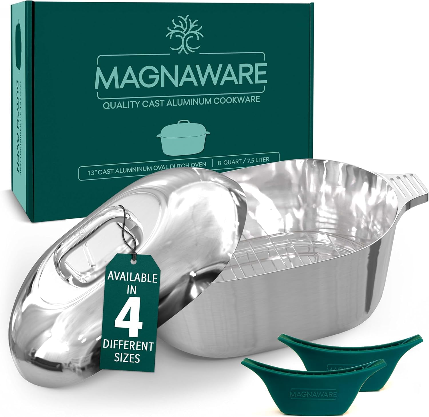 Cast Aluminum Dutch Oven with Lid - 8 Quart Oval Lightweight Pot For ...