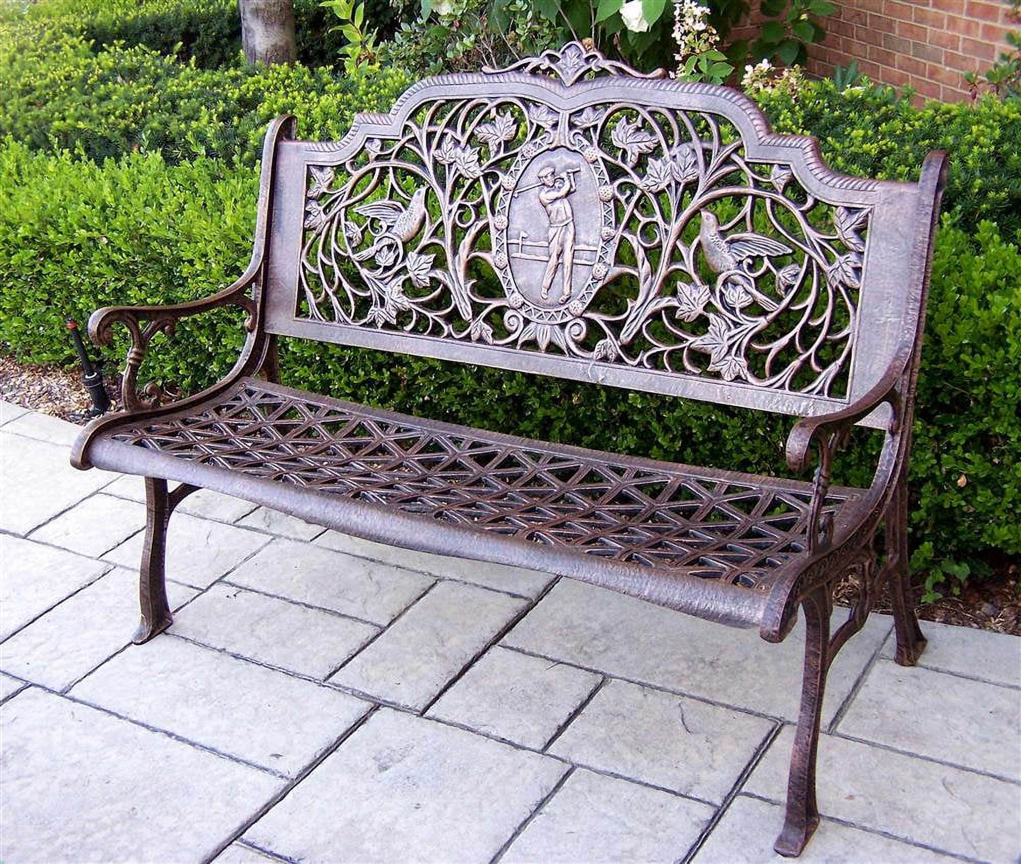 Cast Aluminum Golfer Bench with Triangle Seat Pattern (Antique Pewter ...