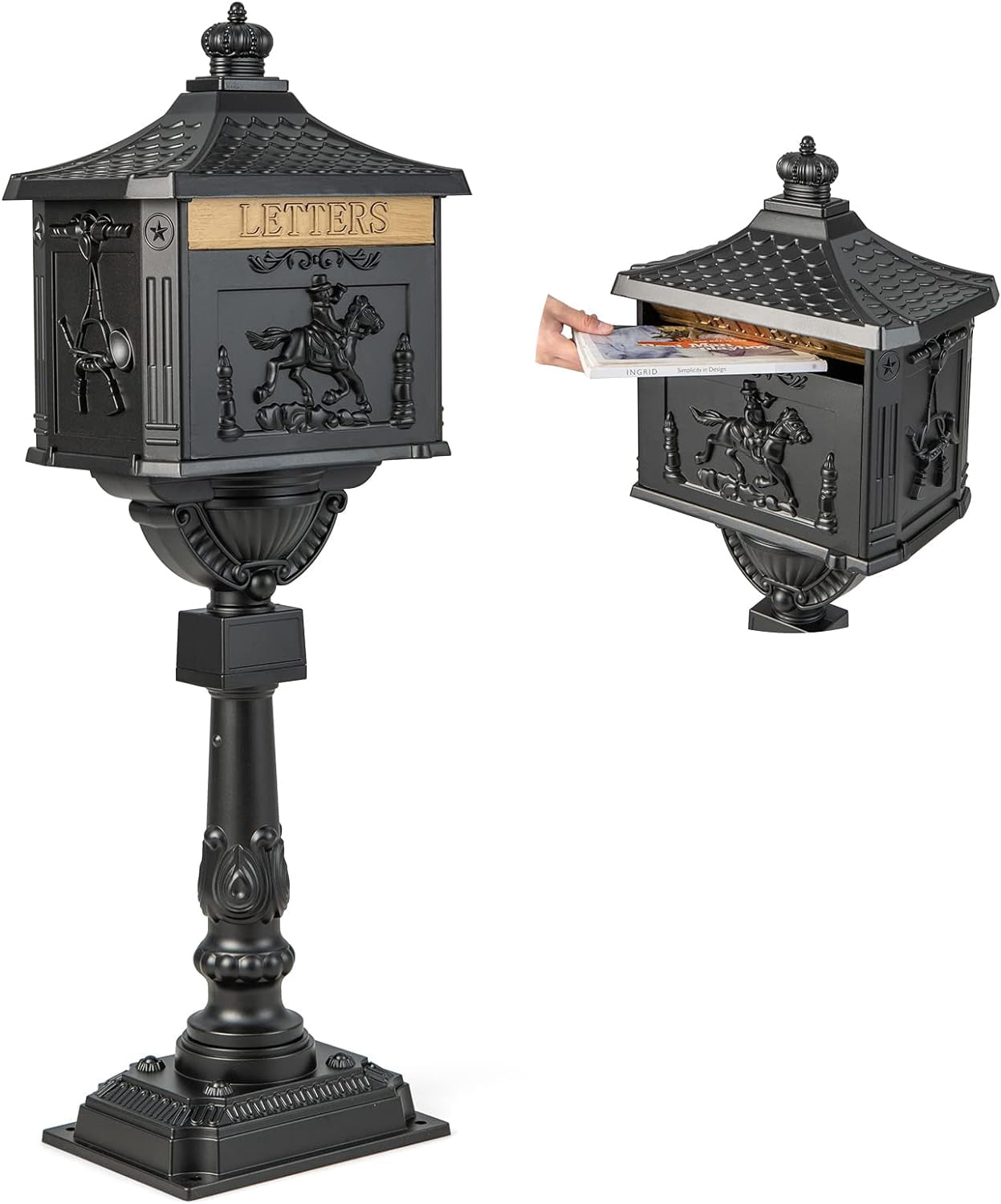 Cast Aluminum Mailbox with Post - Locking Residential Mailbox for ...