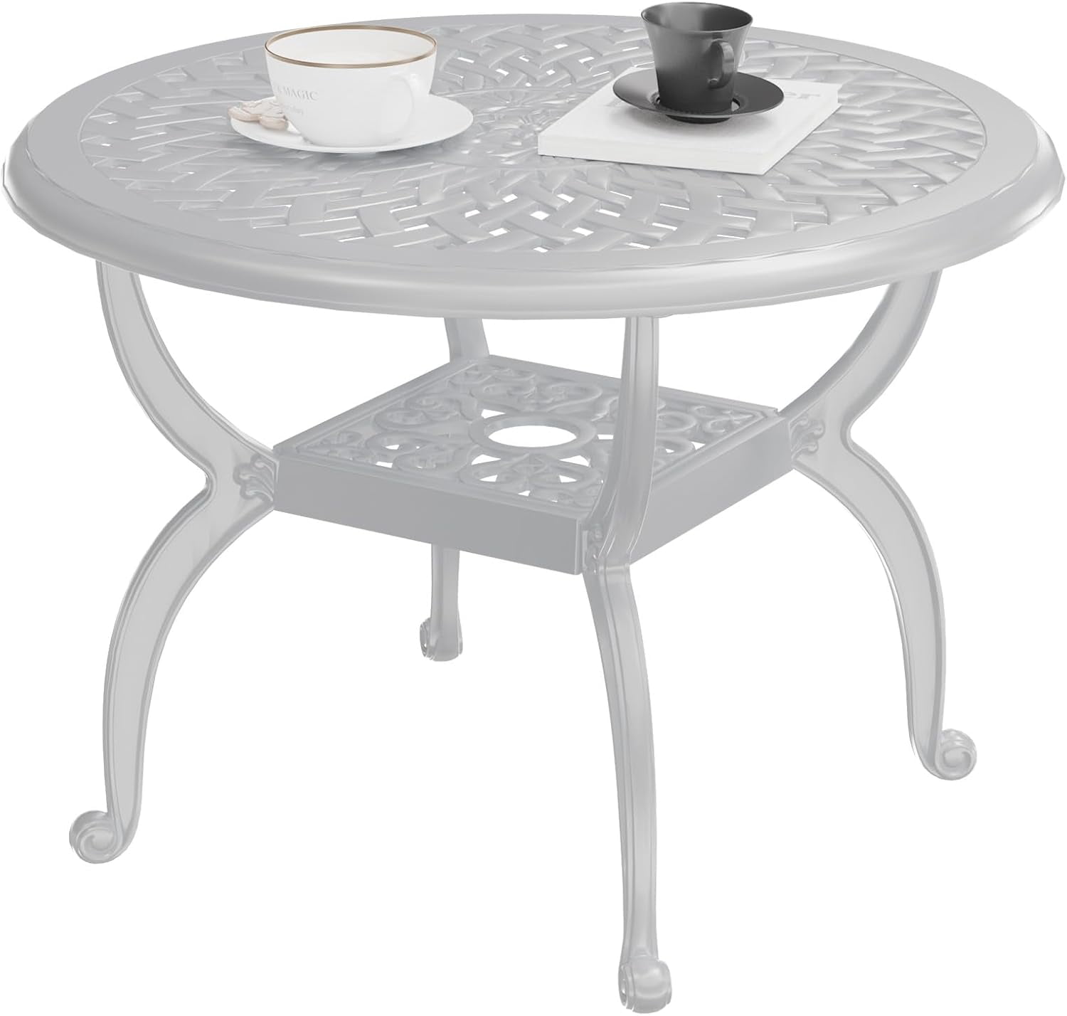 Cast Aluminum Outdoor Side Table, All Weather Round Bistro Table ...