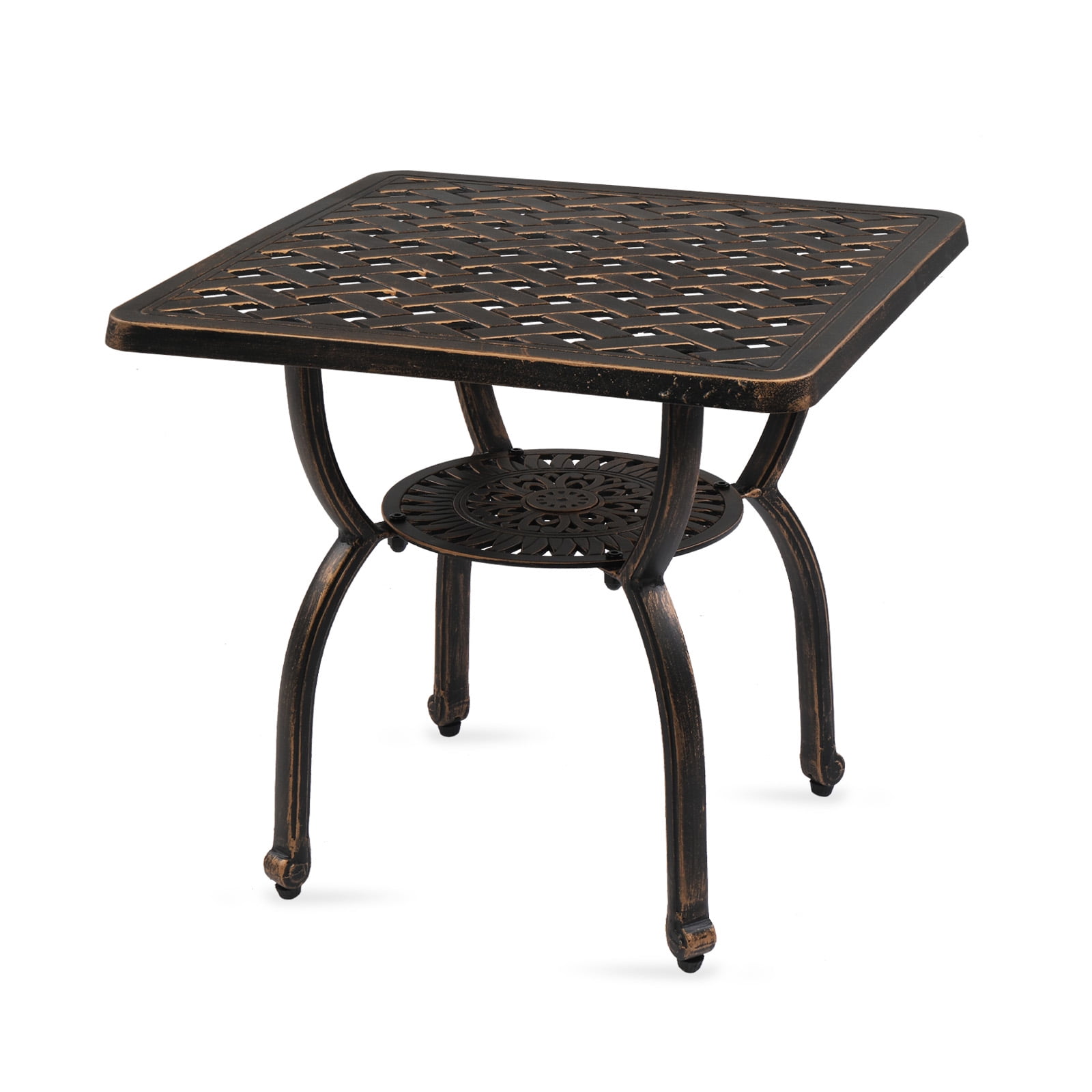 Cast Aluminum Outdoor Side Table, Anti-Rust Outdoor Square End Table ...