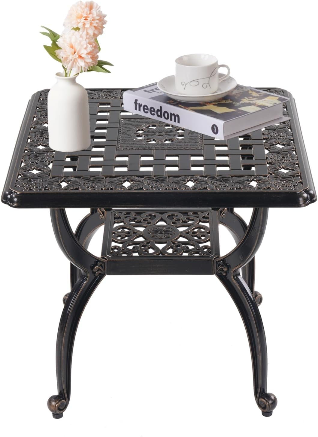Cast Aluminum Outdoor Side Table, Small Outdoor Table, Square, All ...