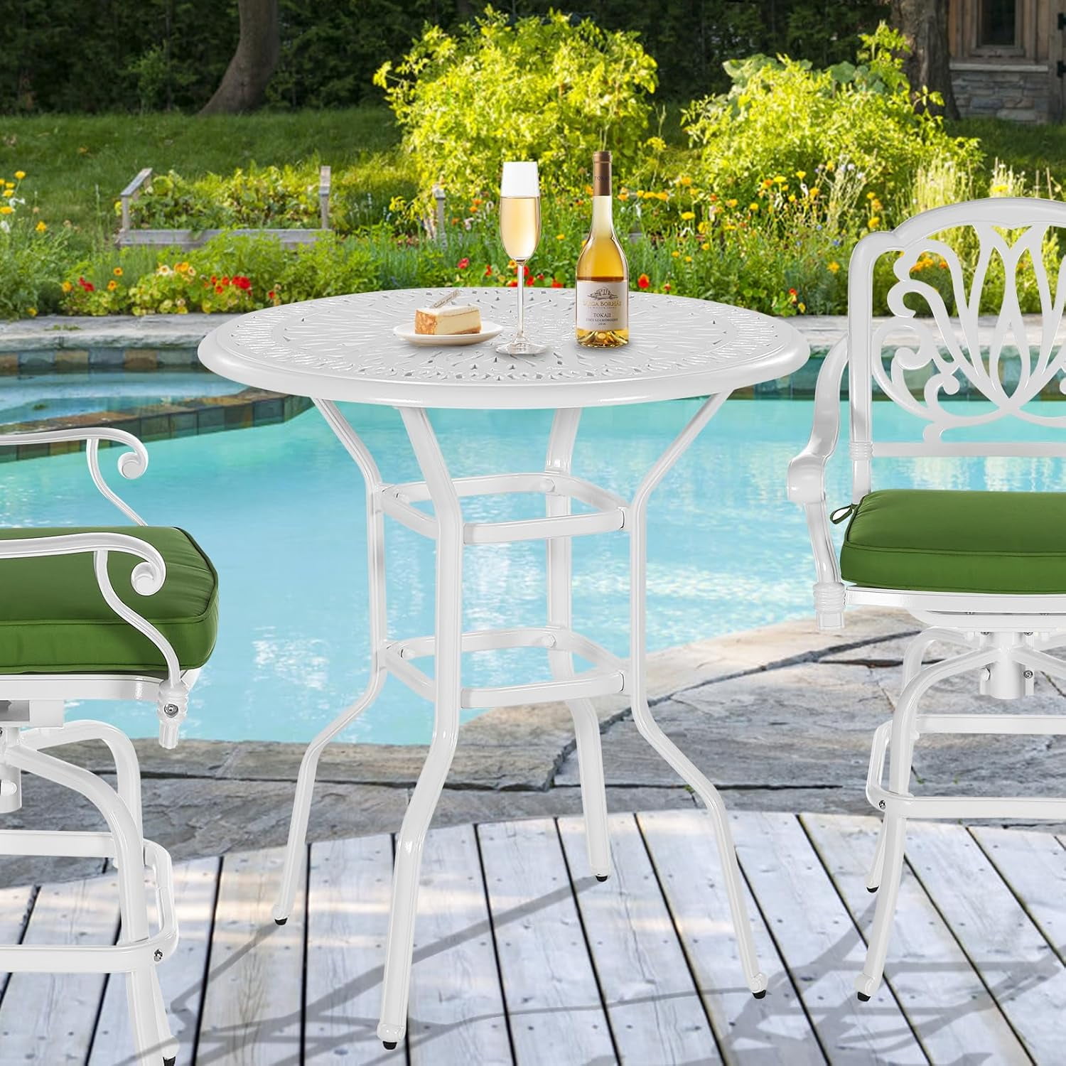 Cast Aluminum Patio Bar Table, Outdoor Bar Height Bistro Table with ...