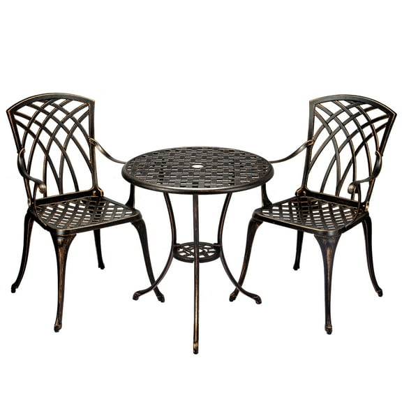 Yesfashion 3-Piece Cast Aluminum Patio Bistro Set, Outdoor Dining with ...