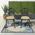 Cast Aluminum Patio Dining Chairs Set of 2 with Black Frame and Beige ...