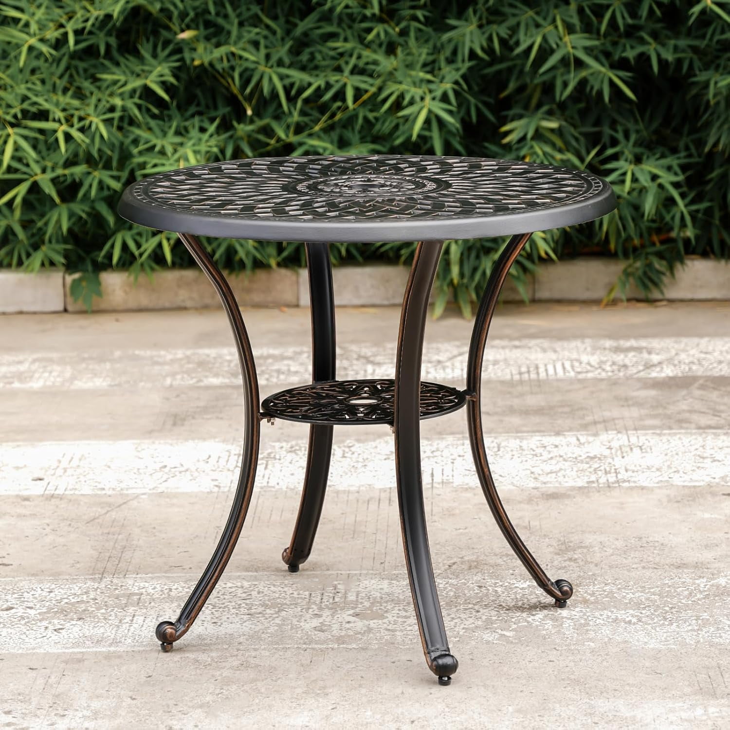 Cast Aluminum Patio Table, Outdoor Dining Table, Round Patio Bistro ...