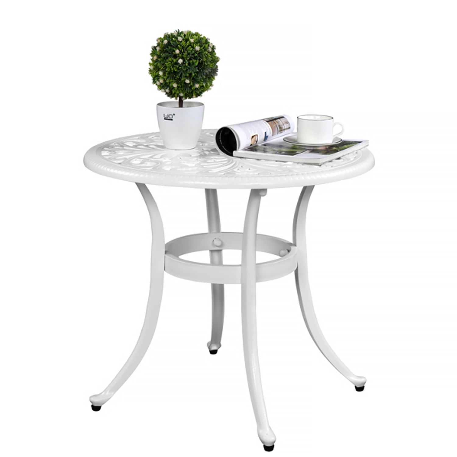 Cast Aluminum Round Patio Dining Tables, 23.6" Dia Engraved Cast-Top ...