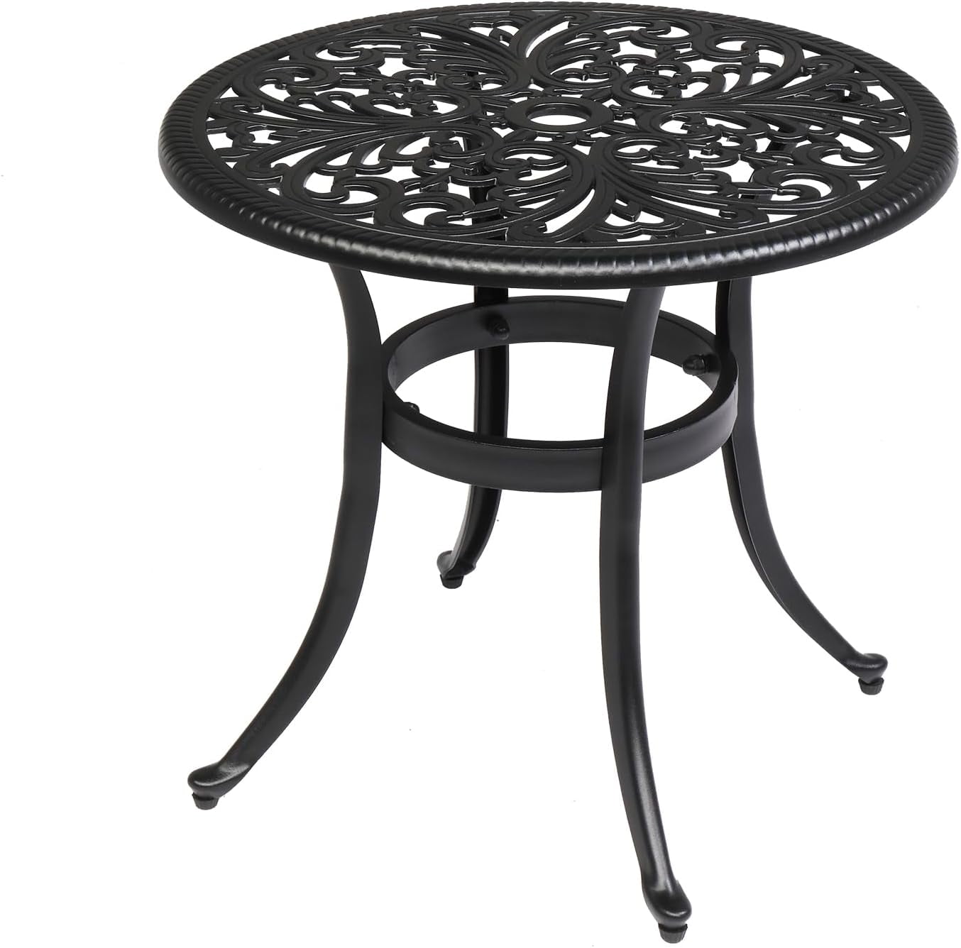 Cast Aluminum Round Table with 2 inch Umbrella Hole, Outdoor Patio End ...