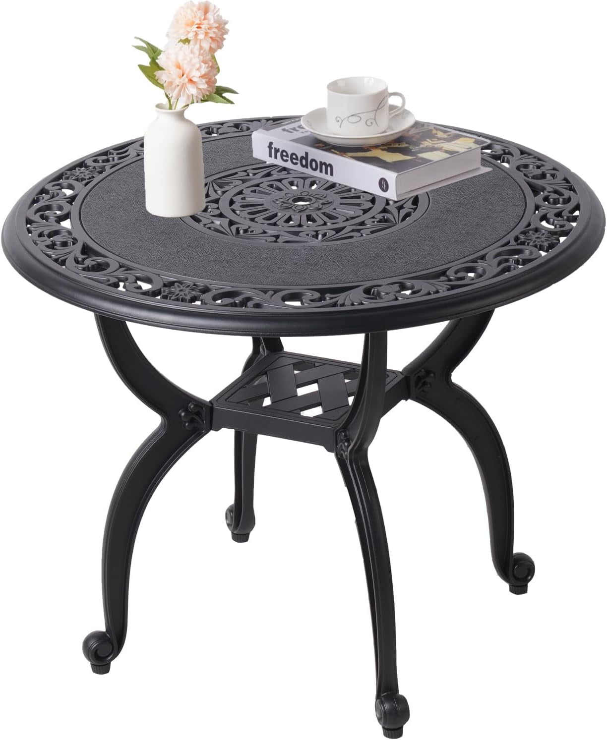 Cast Aluminum Side Table for Outdoor Patio, Garden, Balcony - All ...