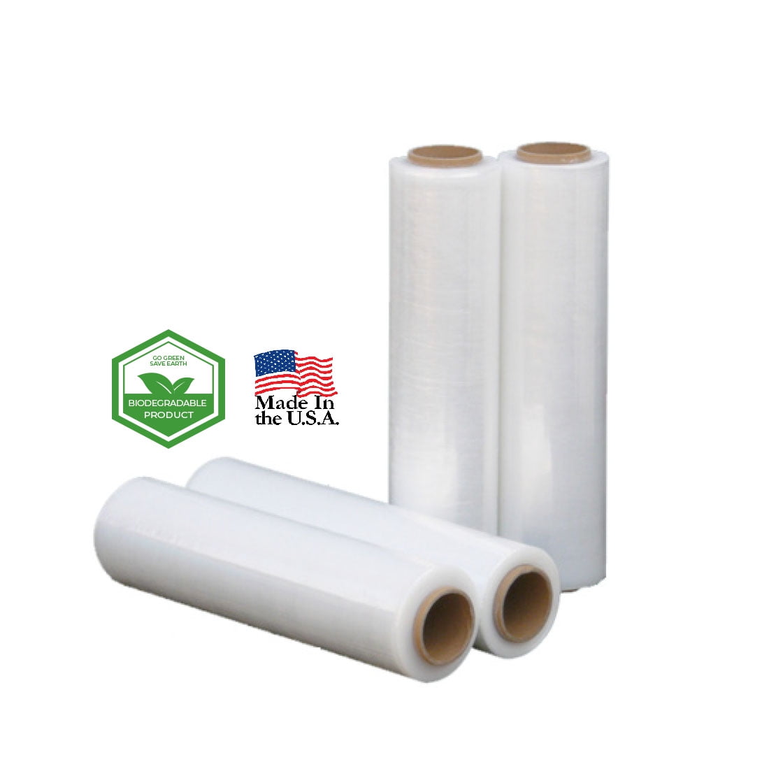 Cast Hand Stretch Wrap Biodegradable 18" x 1500' x 80 Ga 16 Rolls ...
