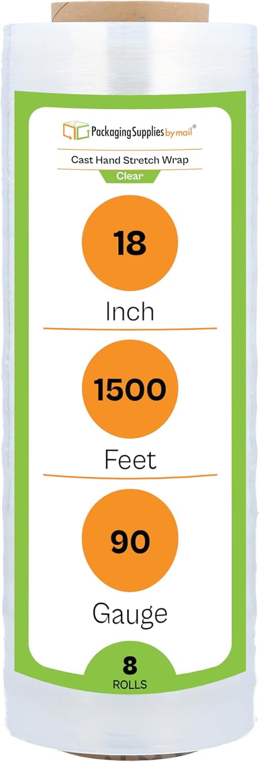 Cast Hand Stretch Wrap Plastic self-adhering Shrink Film 3” Core 18 ...