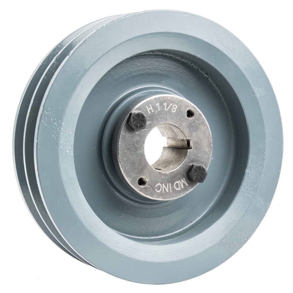 Cast Iron 6.5" Dual Groove Belt B Section 5L Pulley w/ 1-1/8" Sheave ...
