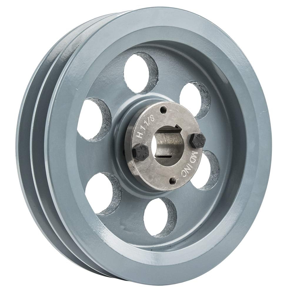 Cast Iron 7.75" Dual Groove Pulley Belt B Section 5L with 1-1/8" Sheave ...