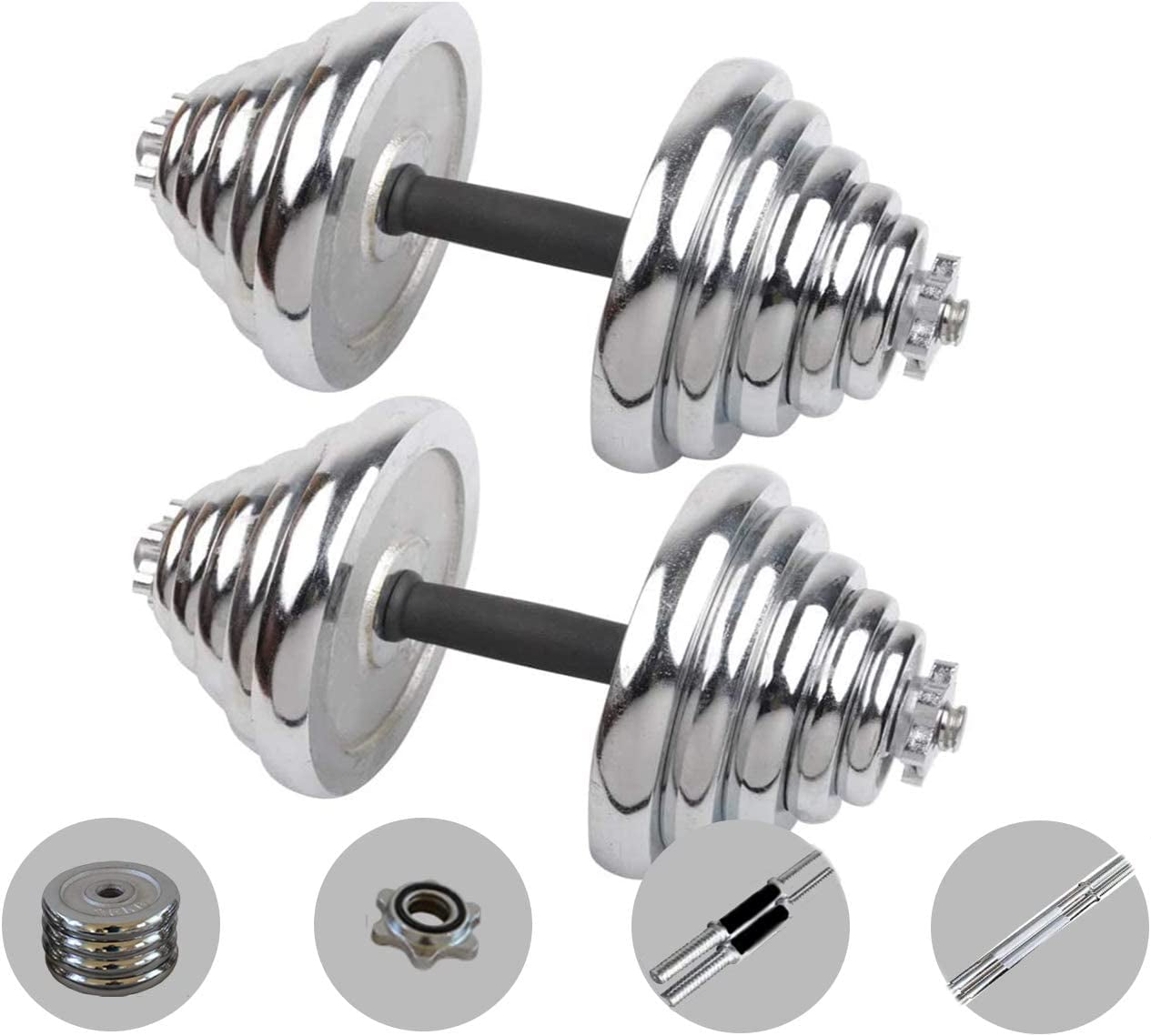 Cast Iron Adjustable Dumbbell Barbell Set (110LB/66LB/44LB), Weight ...