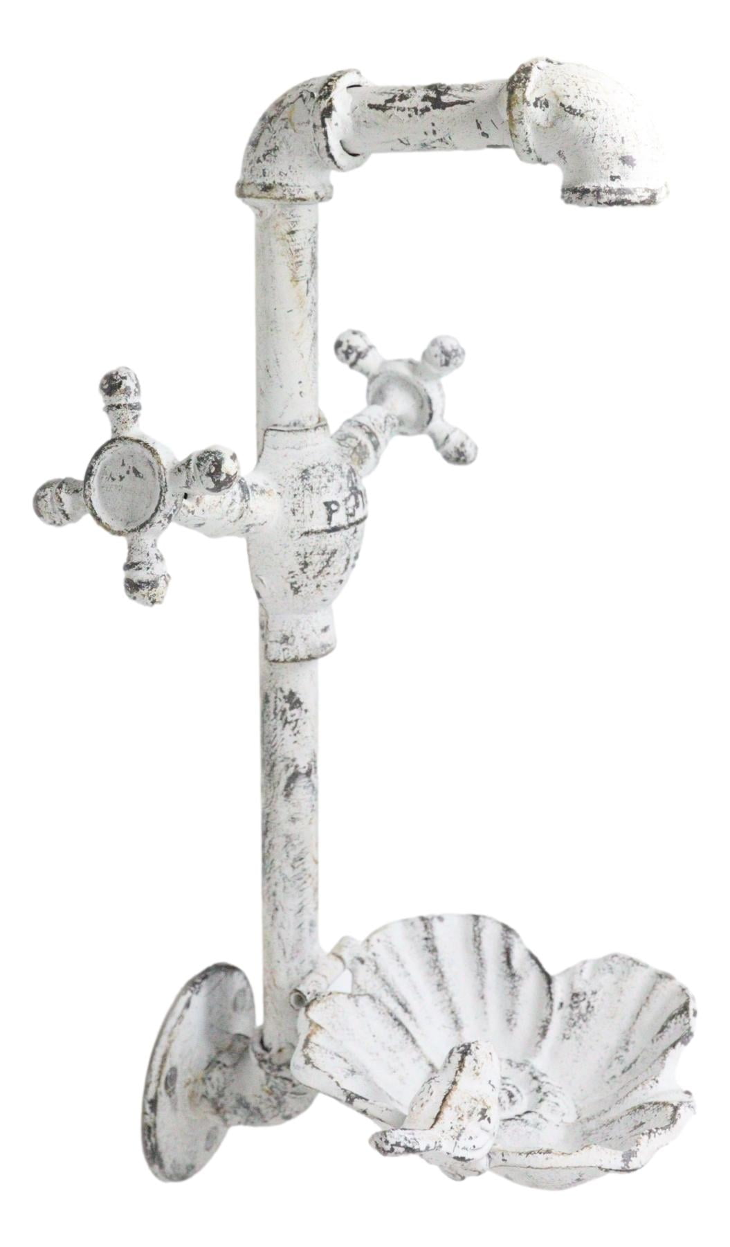 Cast Iron Antiqued White Spigot Faucet Bird On Flower Wall Bird Feeder ...