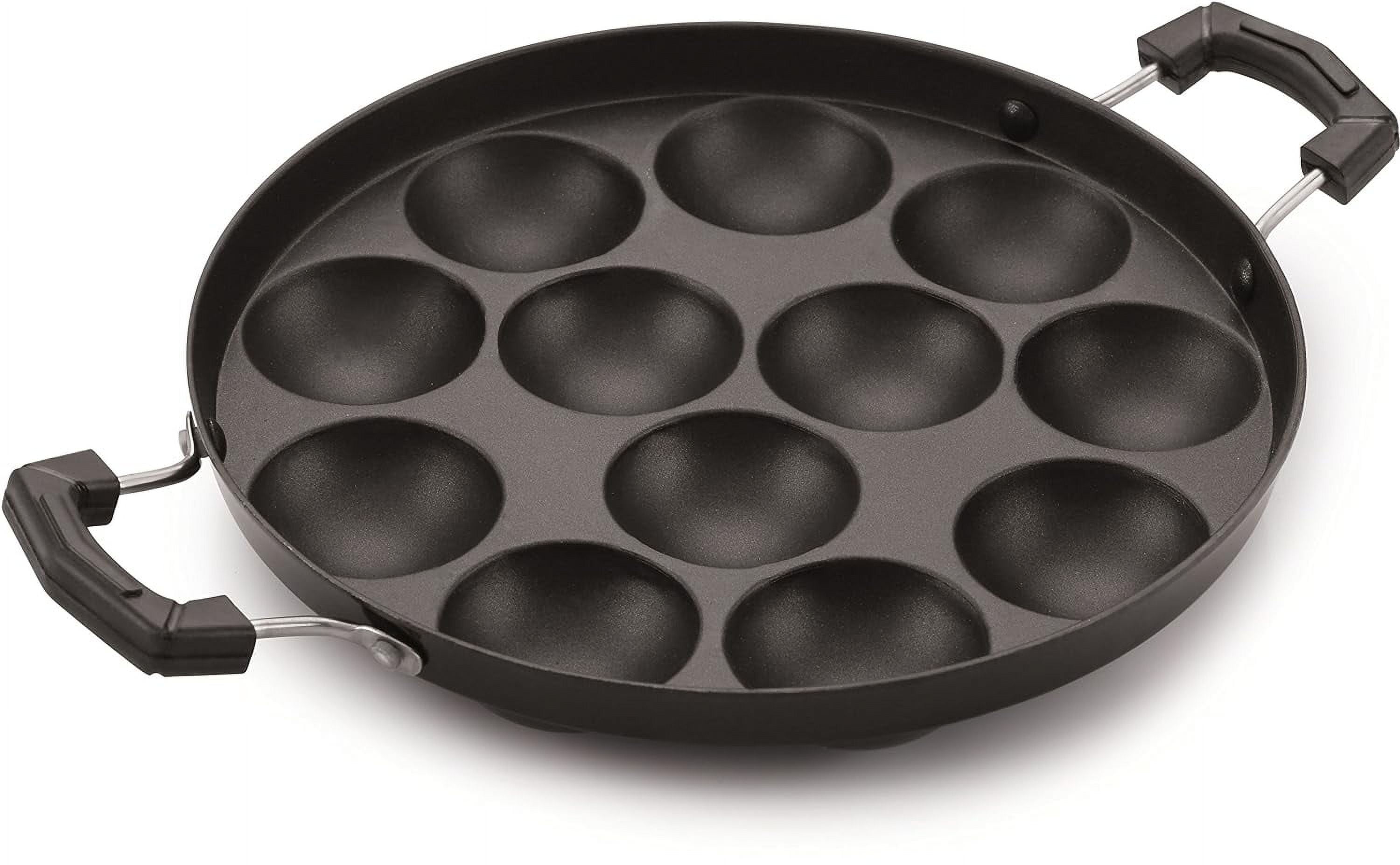 Cast Iron Appam Patra Side Handle Without Lid | Black, 12 Cavities ...