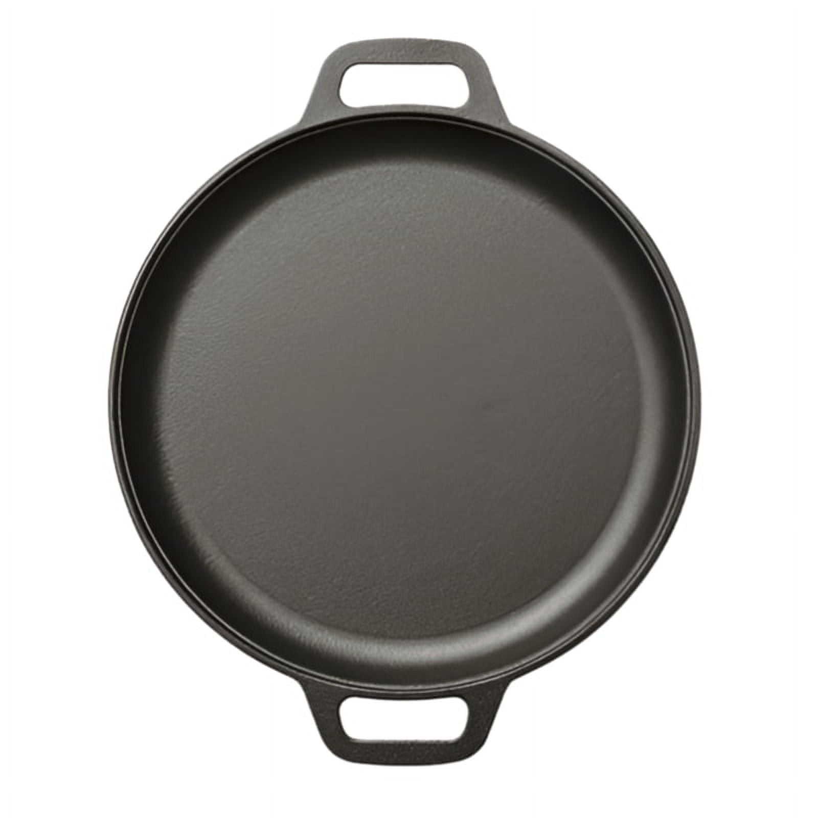 Cast Iron BBQ Camping Frying Pan, Double Handle Non-Stick Pancake Pizza ...