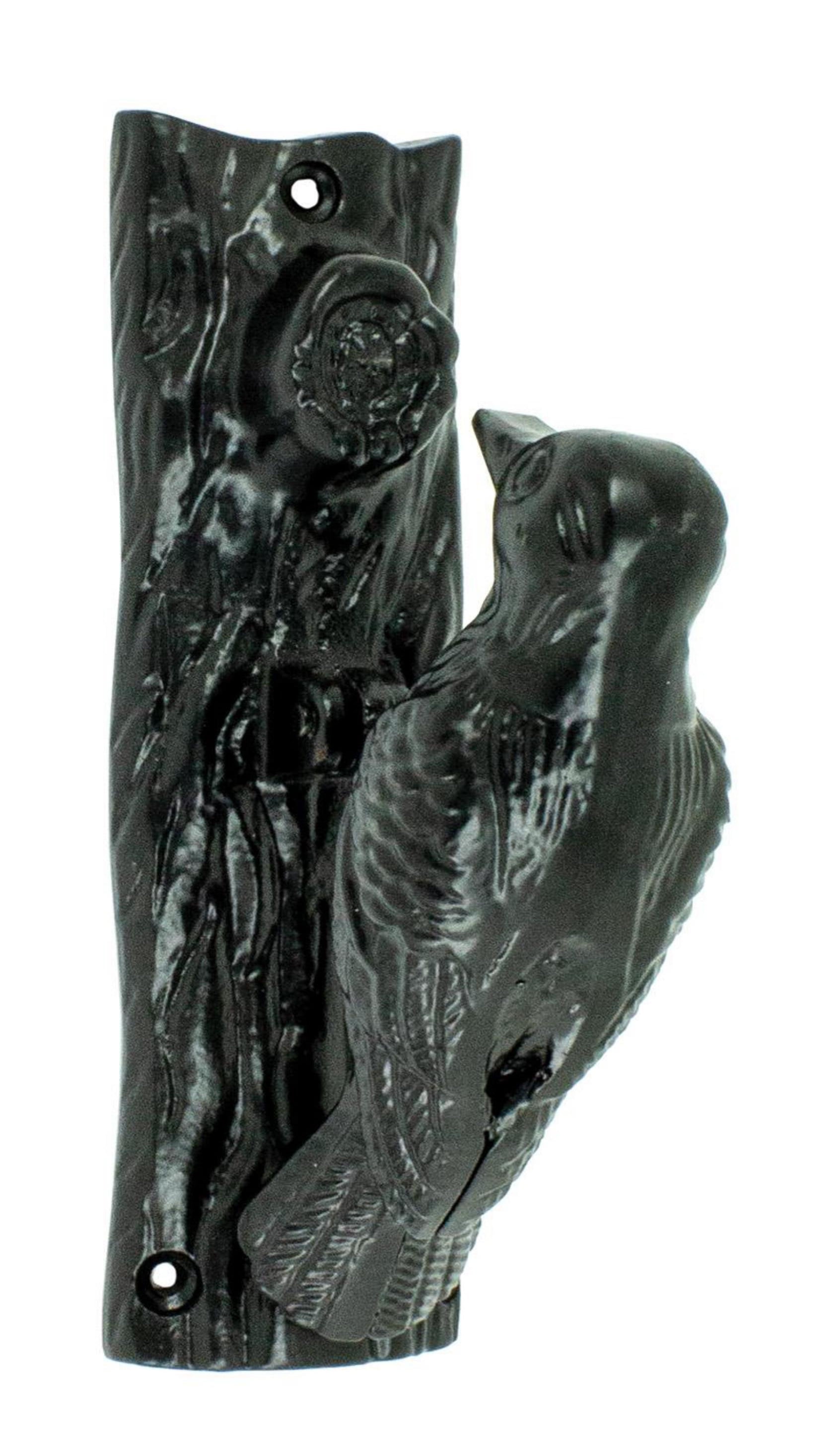 Cast Iron Black Rustic Woodpecker Bird On Tree Door Knocker With Strike ...