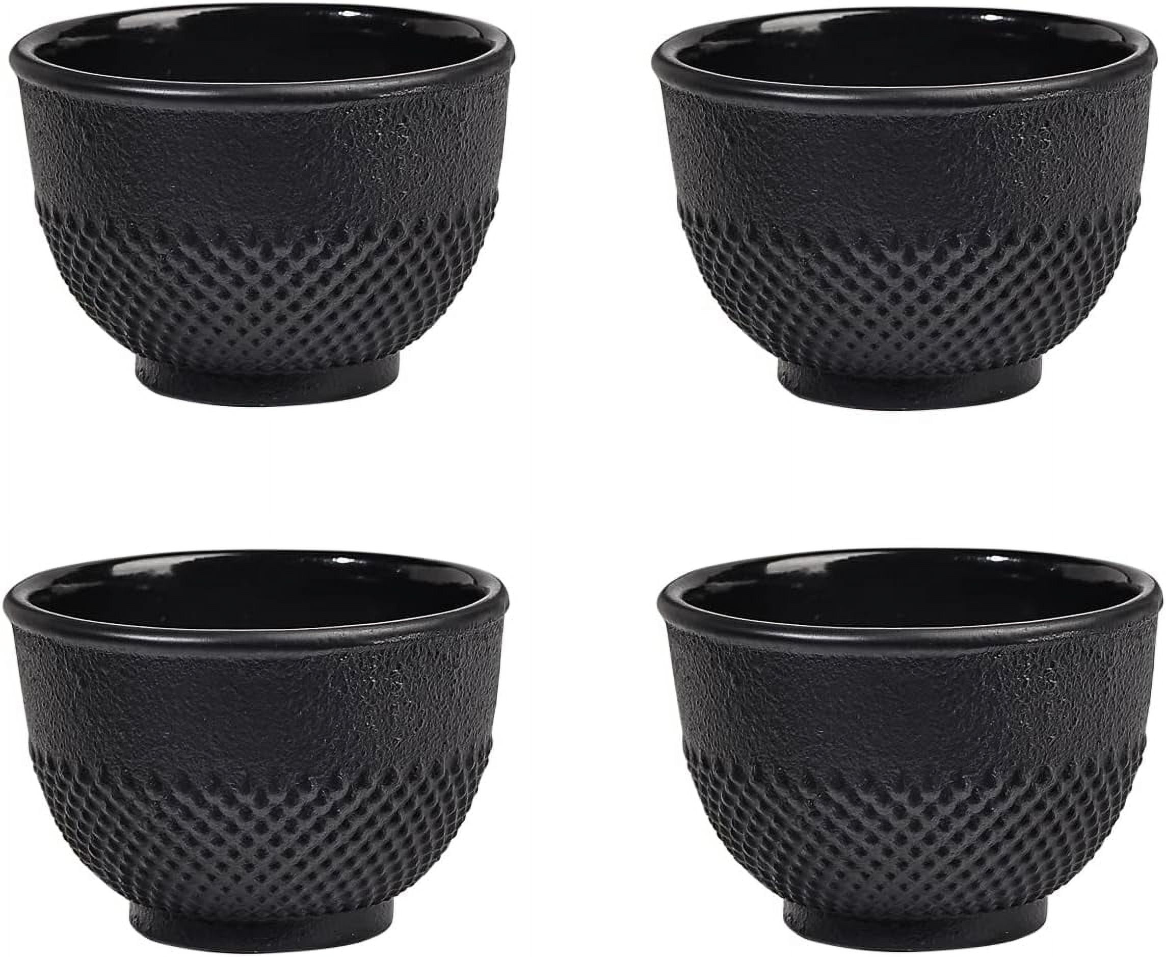 Cast Iron Black Teacups, Set of 4 & 5 oz - Japanese Tea Cups with ...