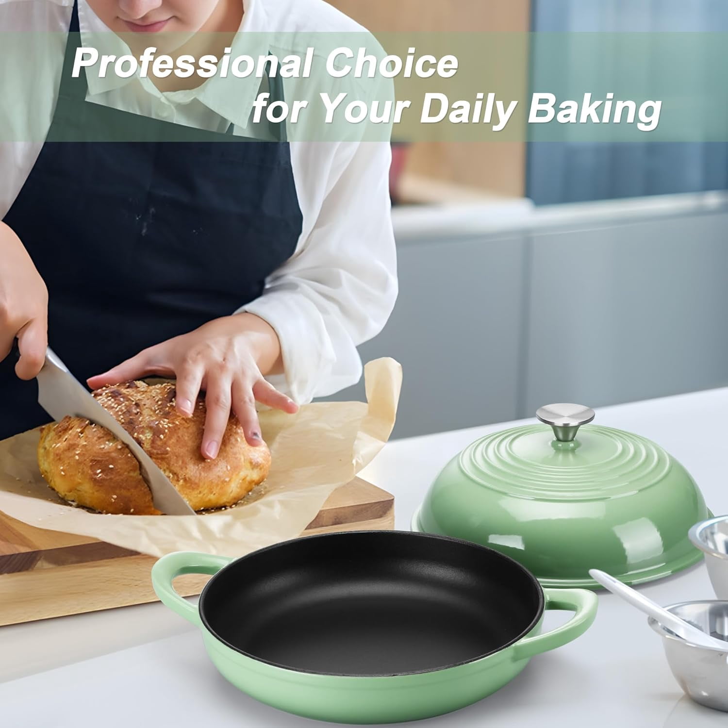 Cast Iron Bread Dutch Oven, 6 Qt Enameled Dutch Oven Pot for Sourdough ...