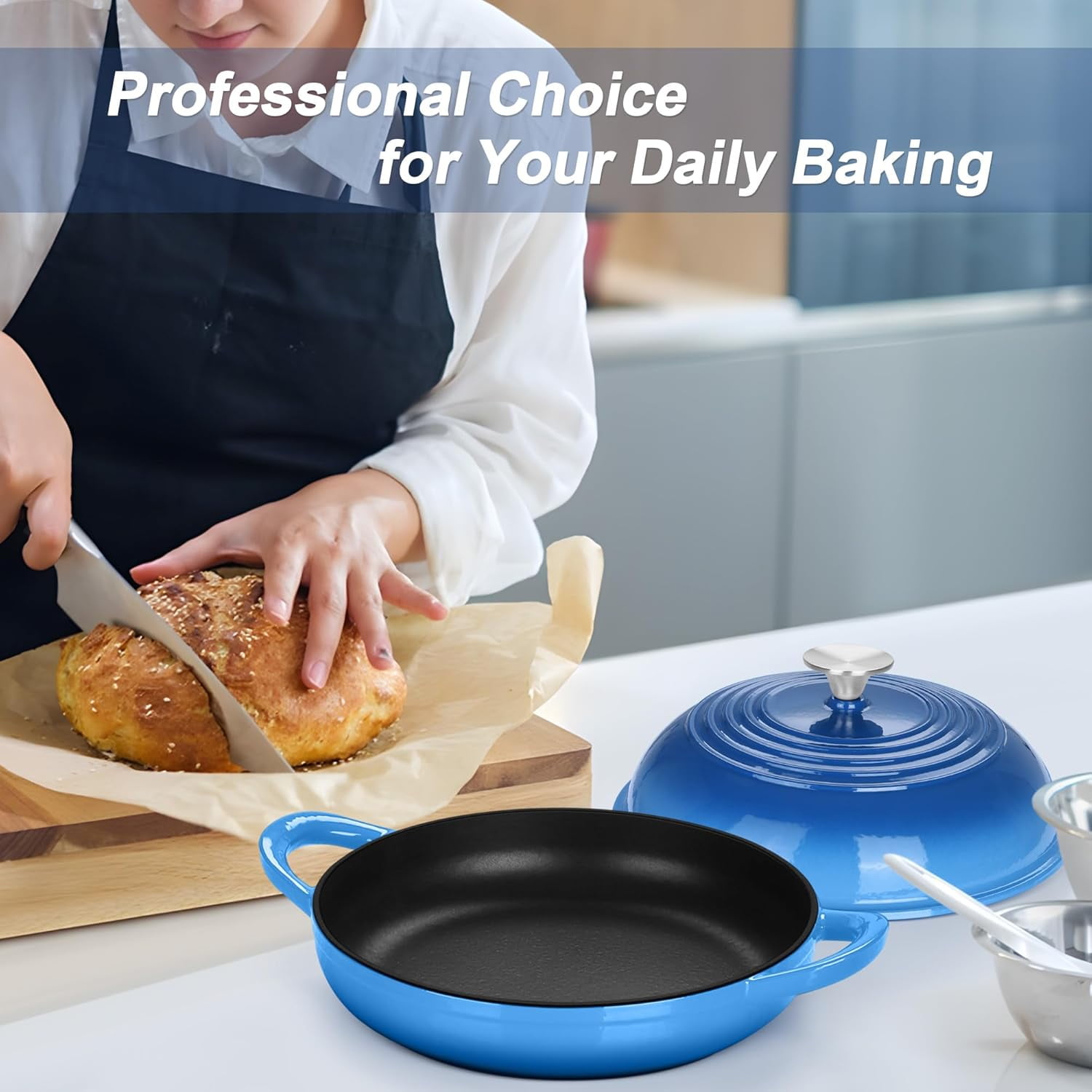 Cast Iron Bread Dutch Oven, 6 Qt Enameled Dutch Oven Pot for Sourdough ...