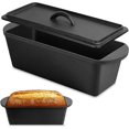 Cast Iron Bread Loaf Pan with Lid, 3.5QT, 13x5 , Black Nonstick Popover ...