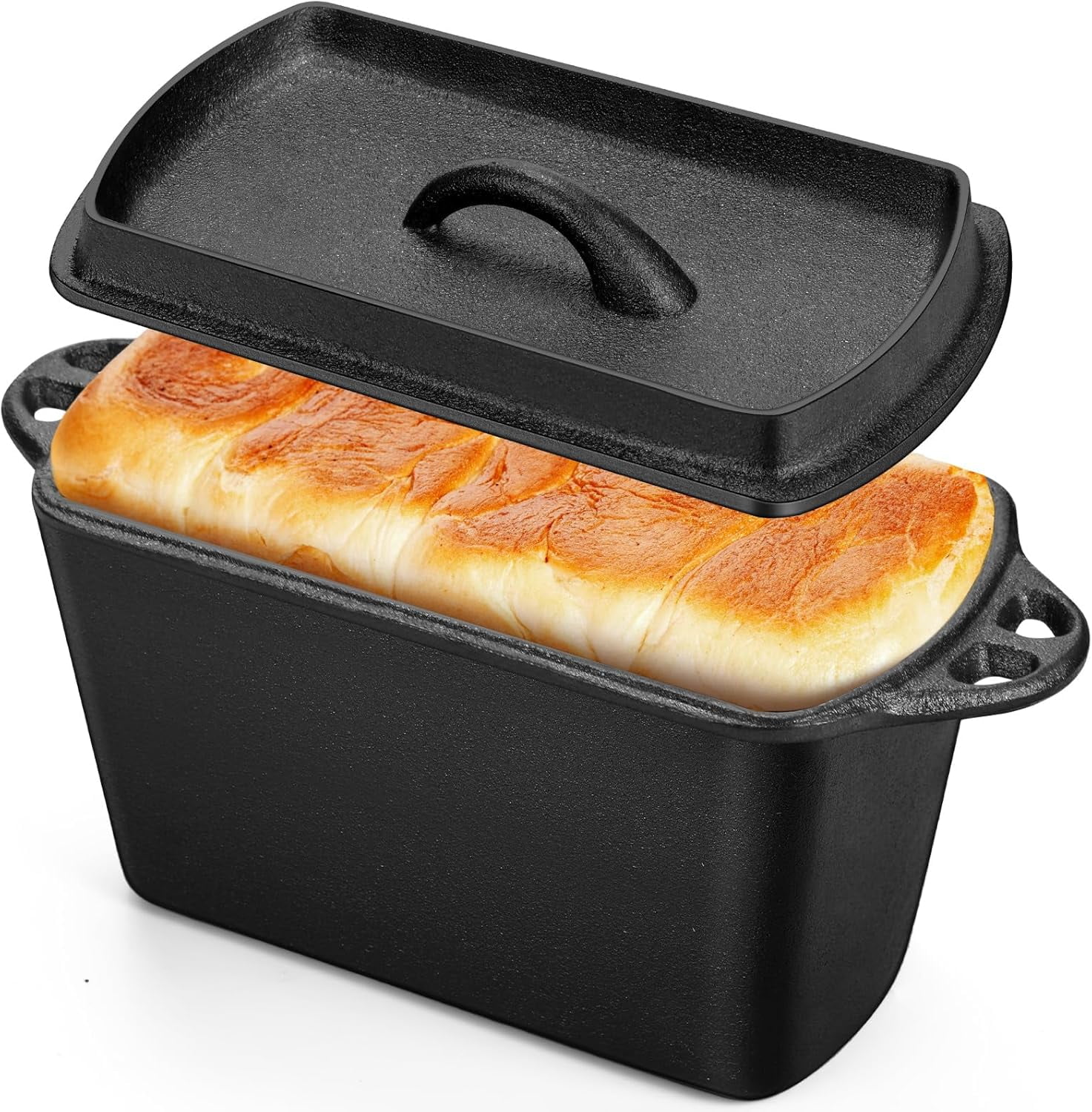 Cast Iron Bread Loaf Pan with Lid 8 x 4.9 x 4.3 Inches Heavy Duty Cast ...