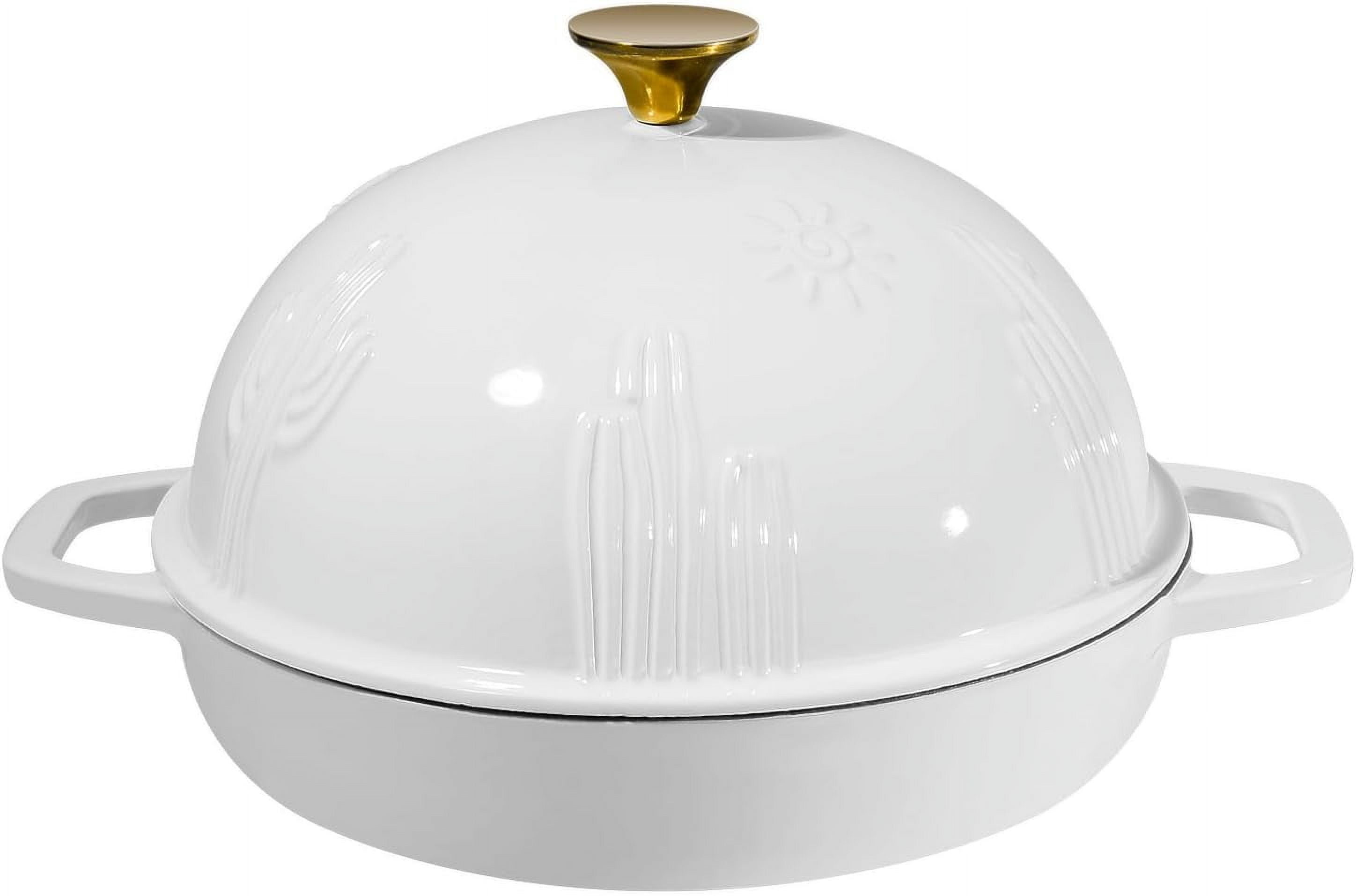 Cast Iron Bread Oven With Cloche Lid for Baking - White Enameled Oven ...