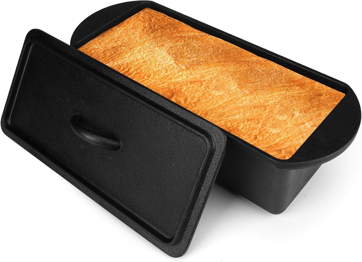 Cast Iron Bread Pan with Lid 13x5 Inch, Nonstick Popover Pan for ...