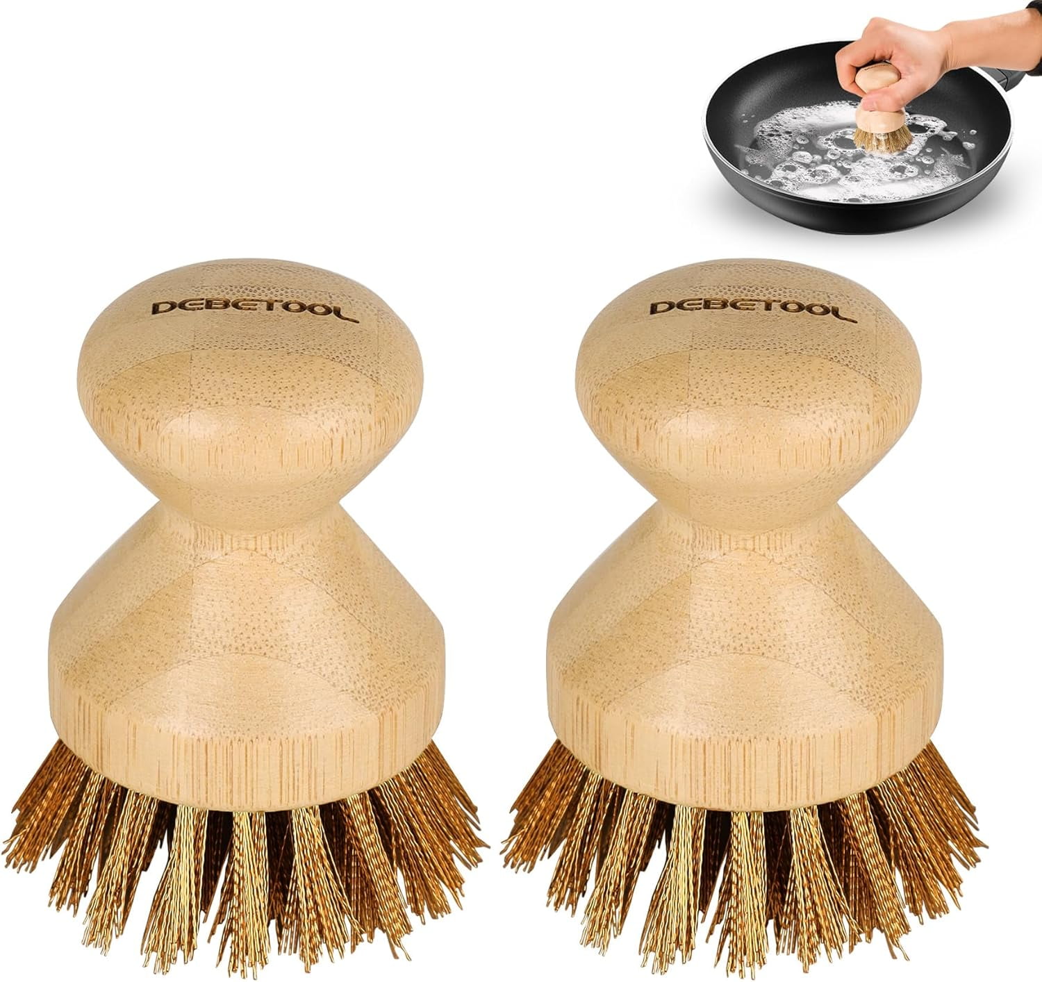 Cast Iron Brush with Brass Bristles & Natural Bamboo Handle - Heavy ...