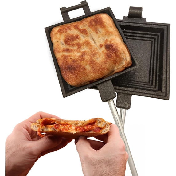 Cast Iron Camp Cooker - Pre-Seasoned Pie Iron Sandwich Maker with Heat ...
