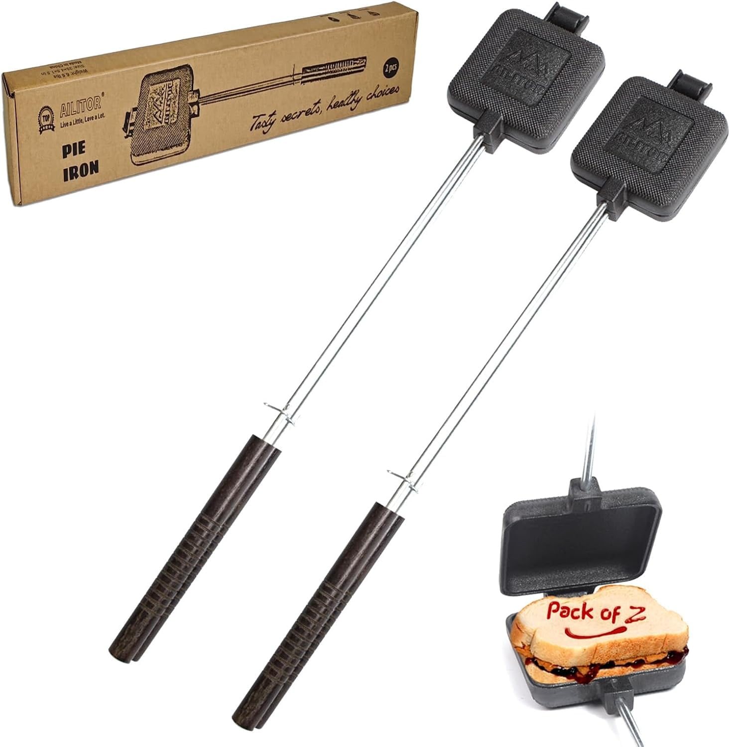 Cast Iron Camp Pie Cooker, Campfire Sandwich Maker (Pack of 2 ...