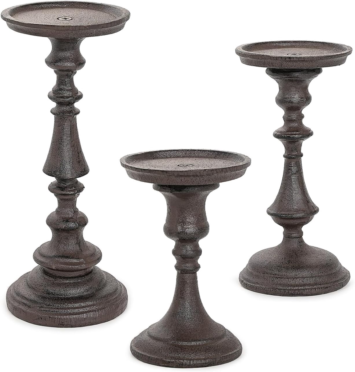 Cast Iron Candle Holders Set of 3 for Pillar Candles, Table Centerpiece ...