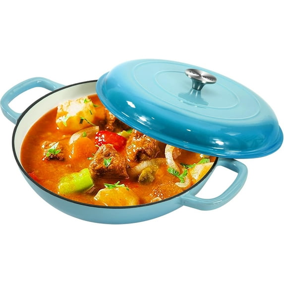 Cast Iron Casserole Braiser, 3.8 Quart, Casserole Skillet with Lid and ...