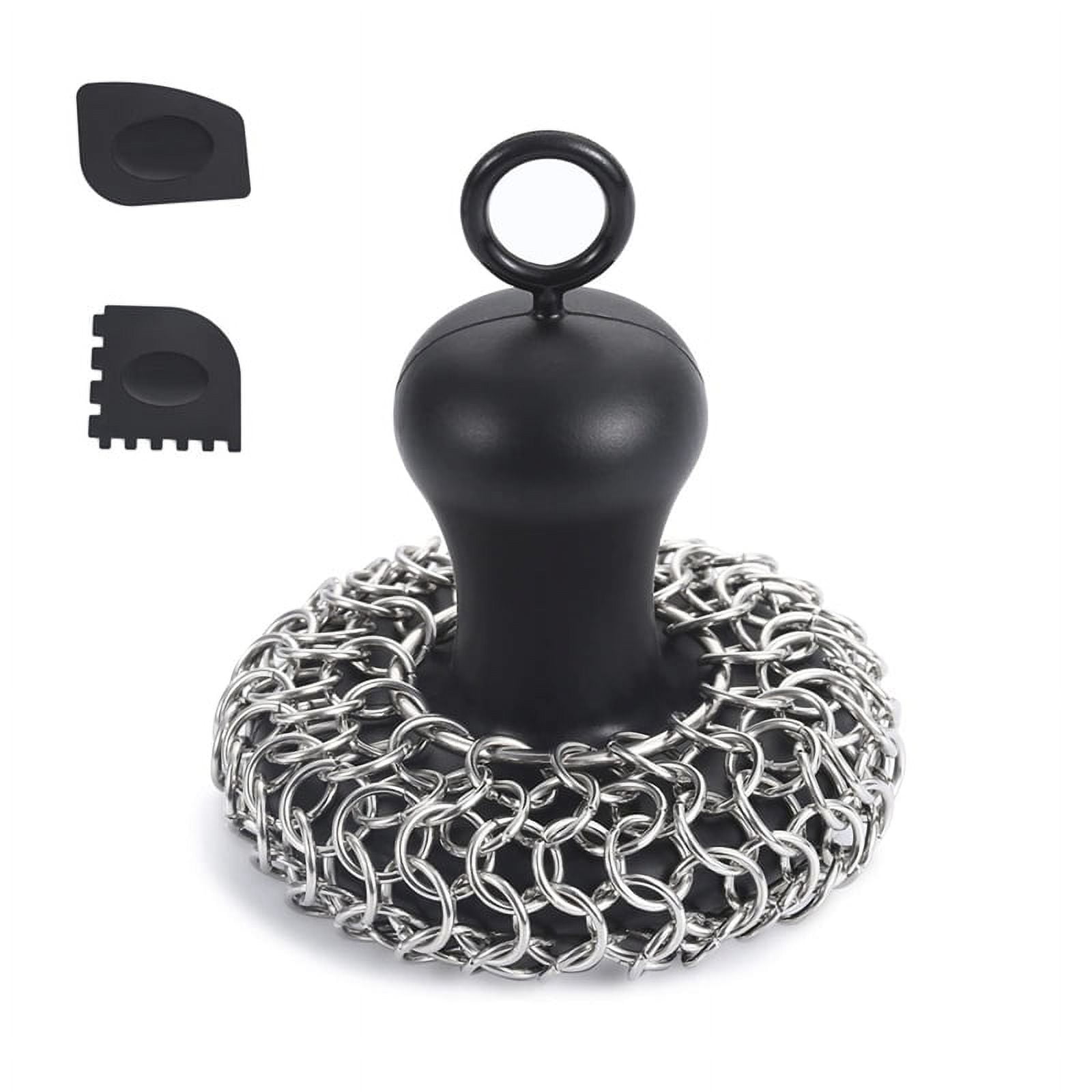 Cast Iron Chainmail Scrubber + Pan , Stainless Steel Skillet Cleaner ...