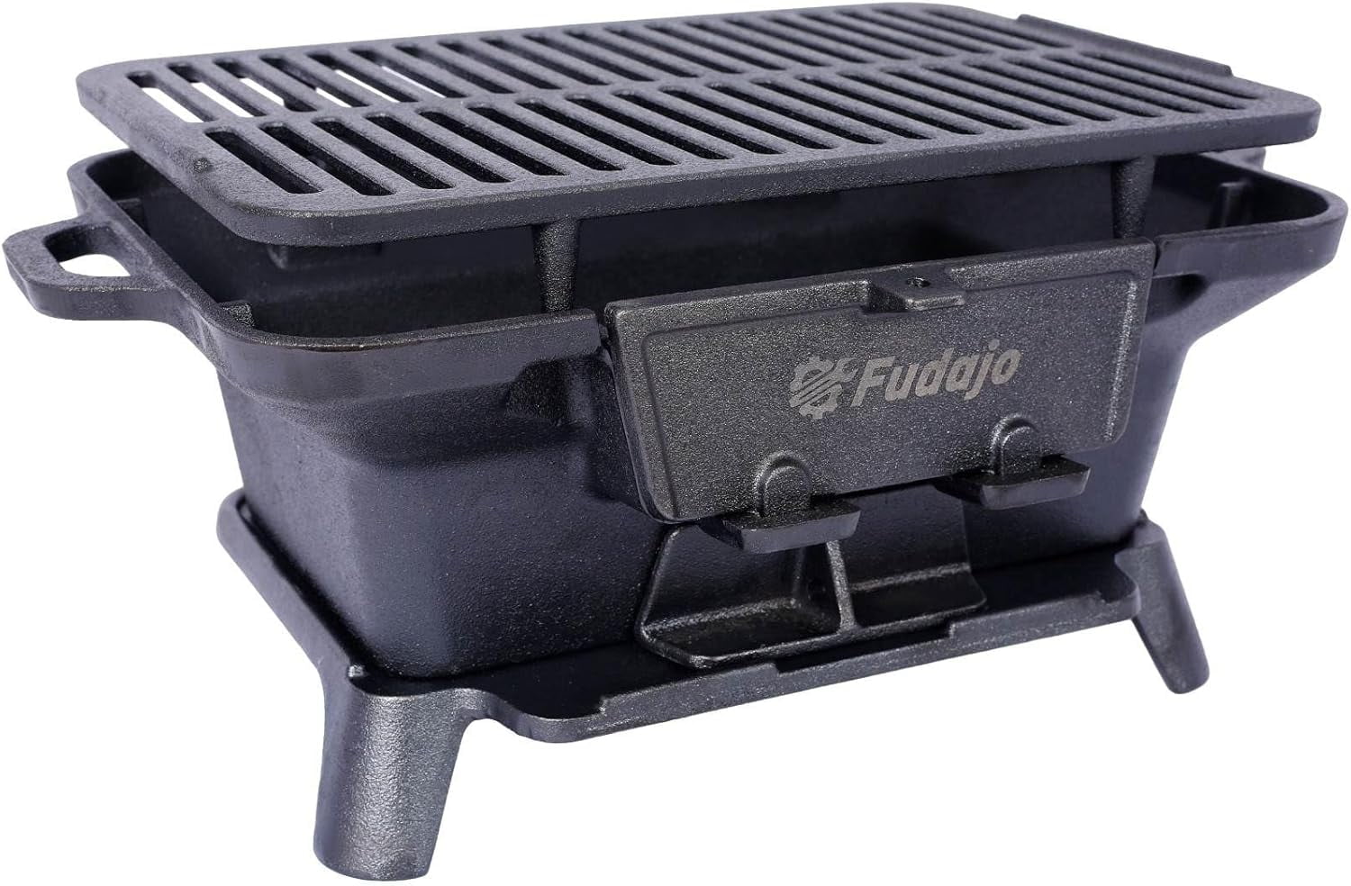 Cast Iron Charcoal Grill, Oval Small Portable Hibachi Grill with Grate ...