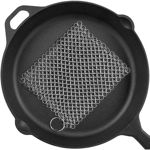 Cast Iron Cleaner 8"x6" 316L Stainless Steel Chainmail Scrubber for ...