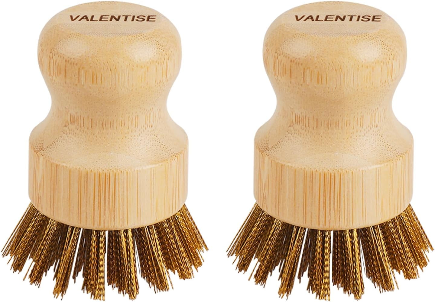 Cast Iron Cleaner Scrubber with Copper Bristle Natural Bamboo Scrubber ...