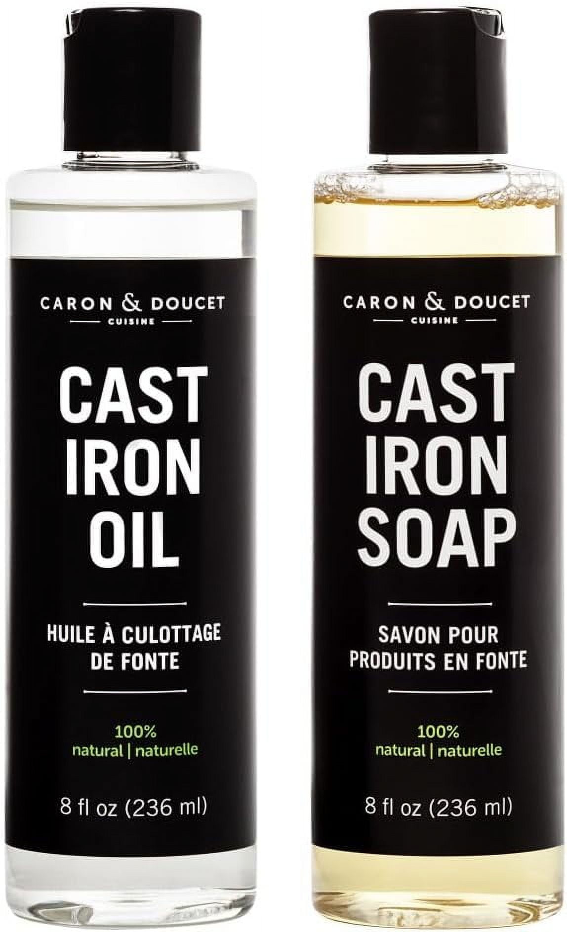 Cast Iron Cleaning & Conditioning Set: Seasoning Oil & Cleaning Soap ...