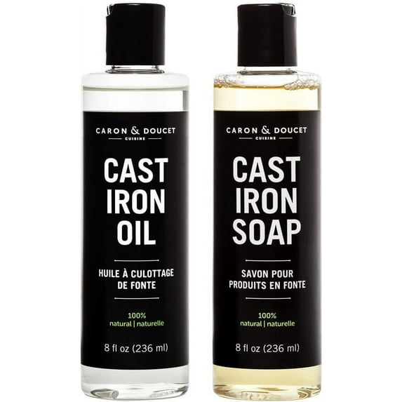Cast Iron Cleaning & Conditioning Set: Seasoning Oil & Cleaning Soap ...