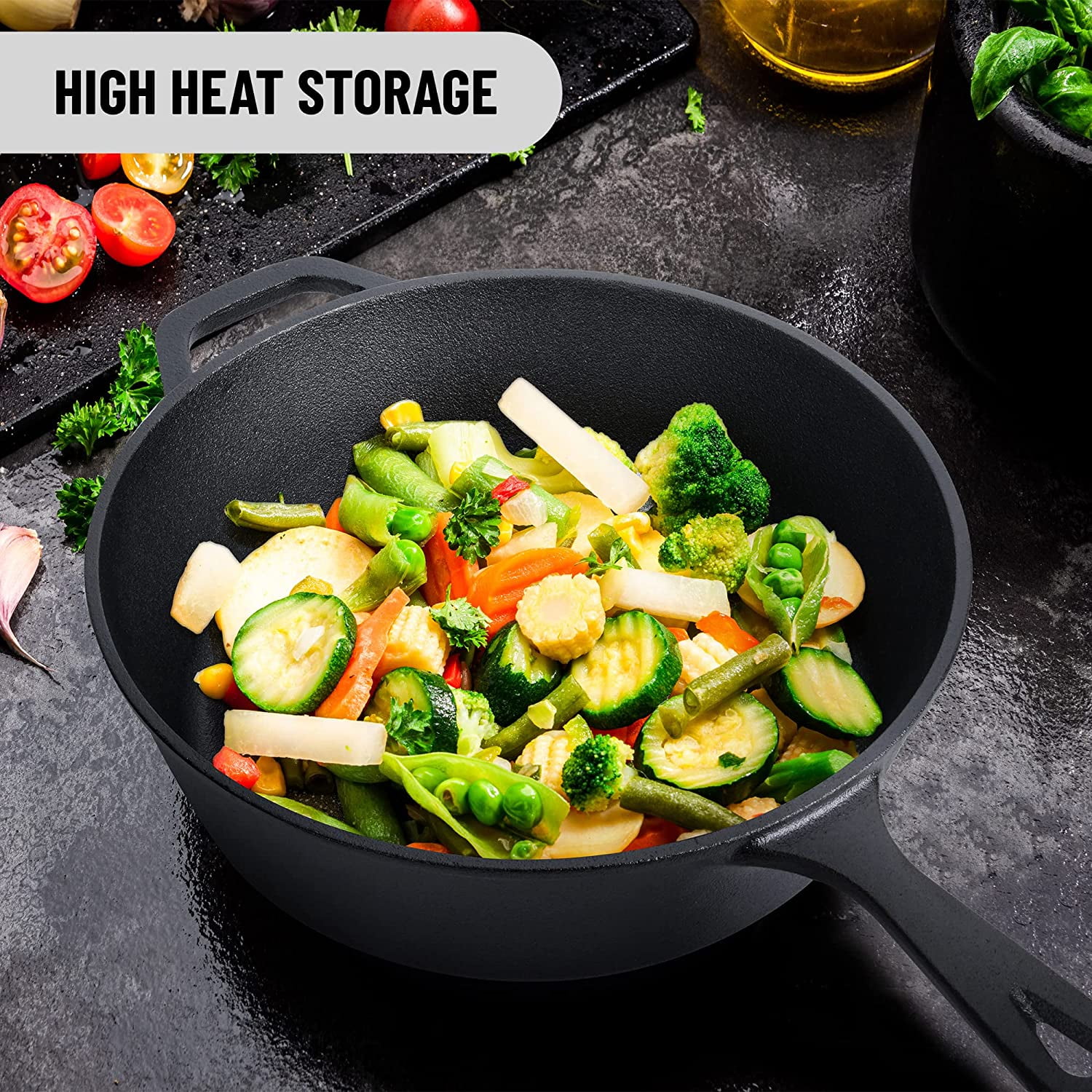 Cast Iron Combo Cooker Set with Preseasoned Skillet & Dutch Oven ...