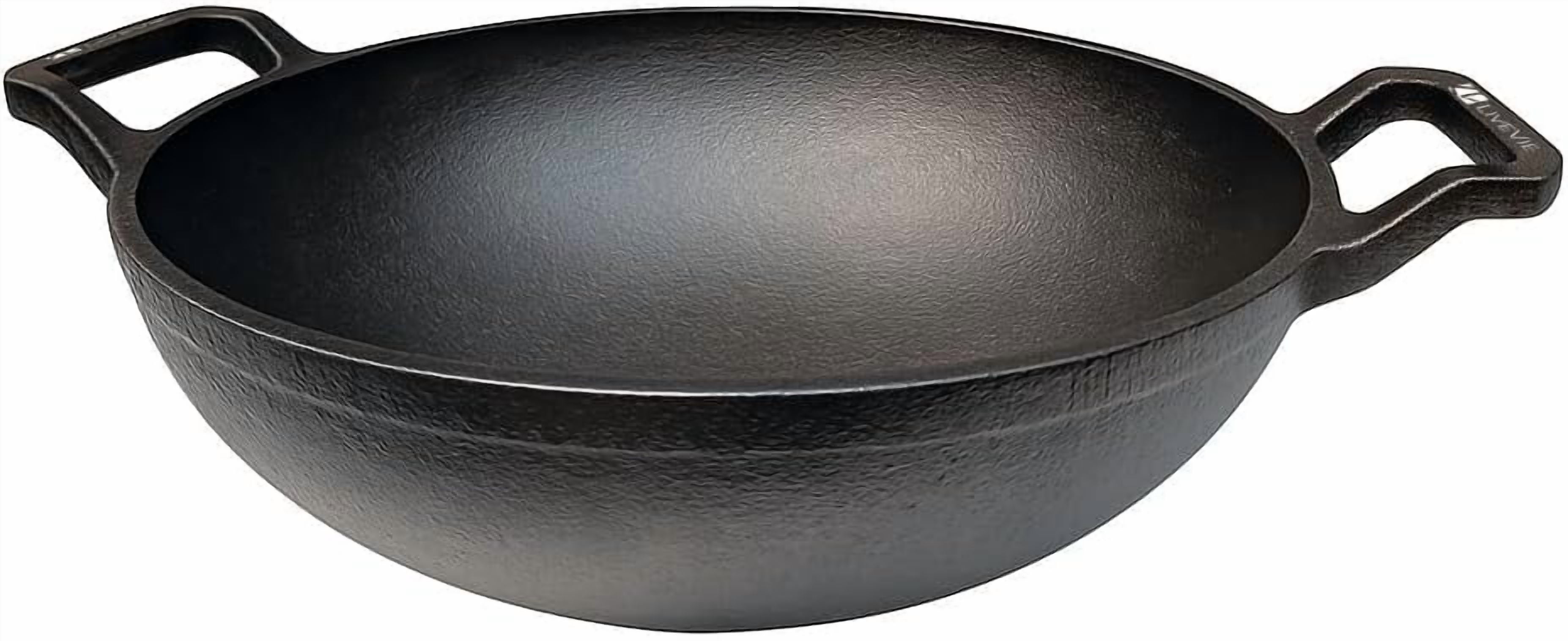 Cast Iron Deep Kadai Wok with Dual Handles, Heavy-Duty Cooking Pot for ...