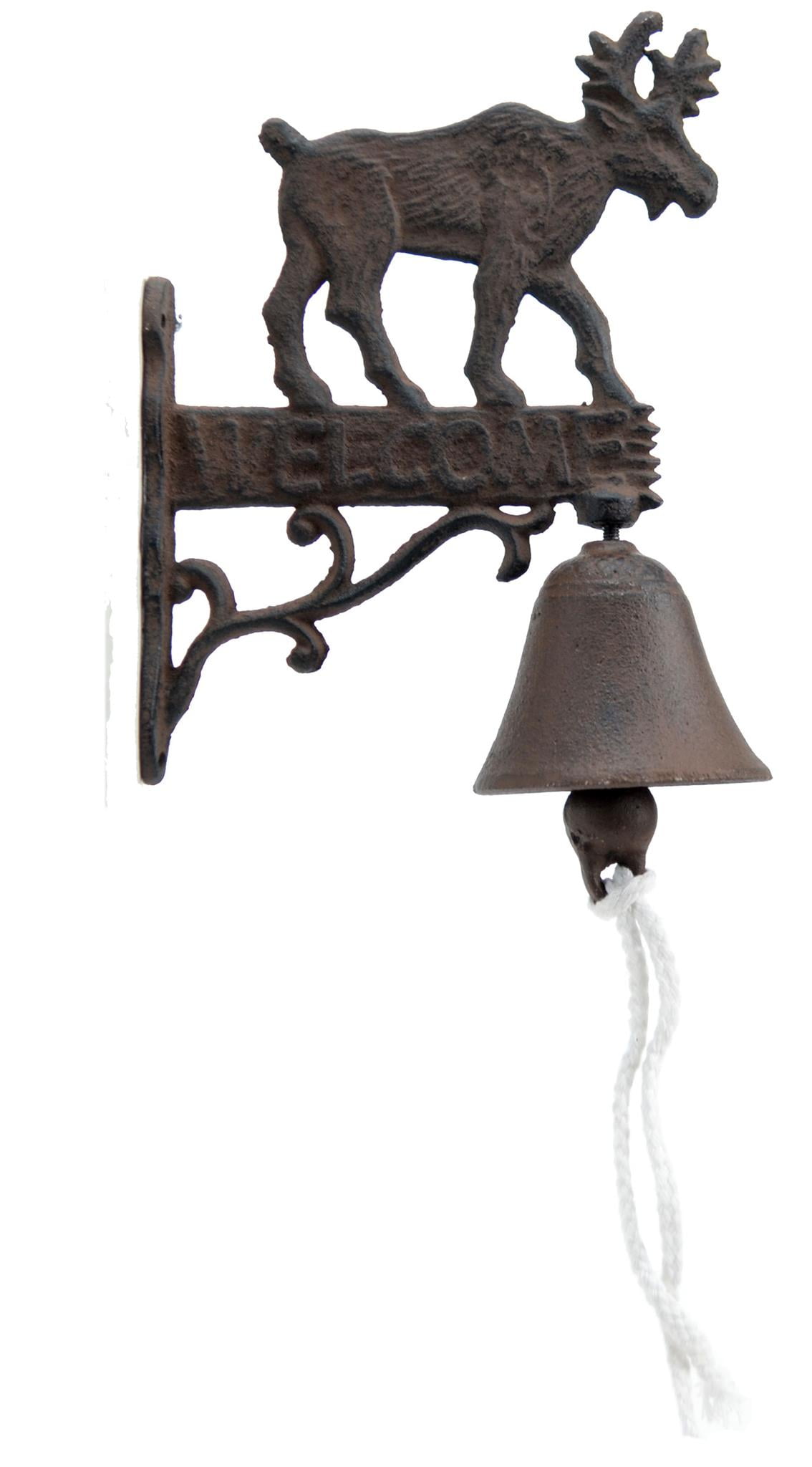 Cast Iron Dinner Bell Moose Welcome Sign Distressed Brown by Flag ...