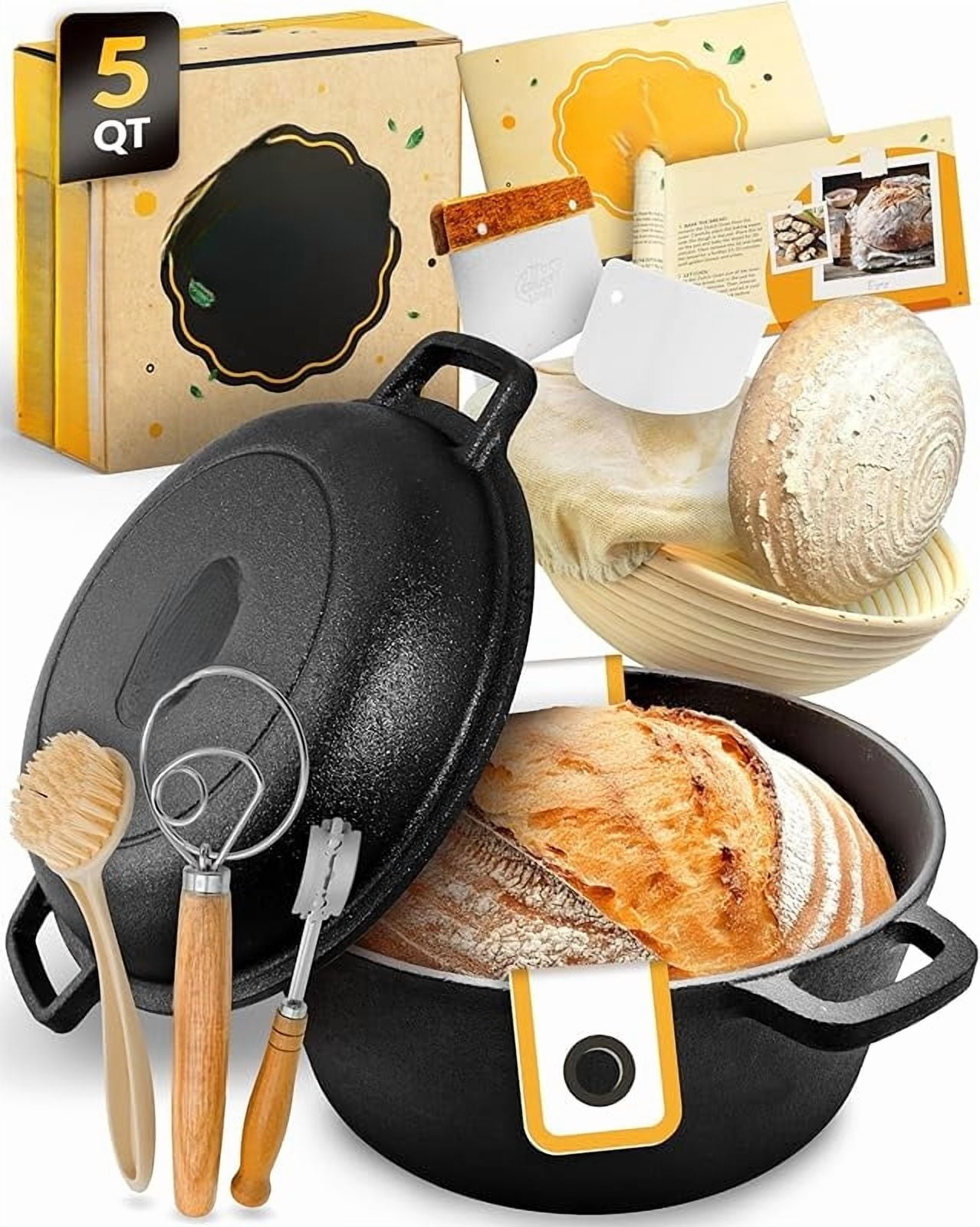 Cast Iron Dutch Oven for Bread Baking - incl. Sourdough Bread-Baking ...