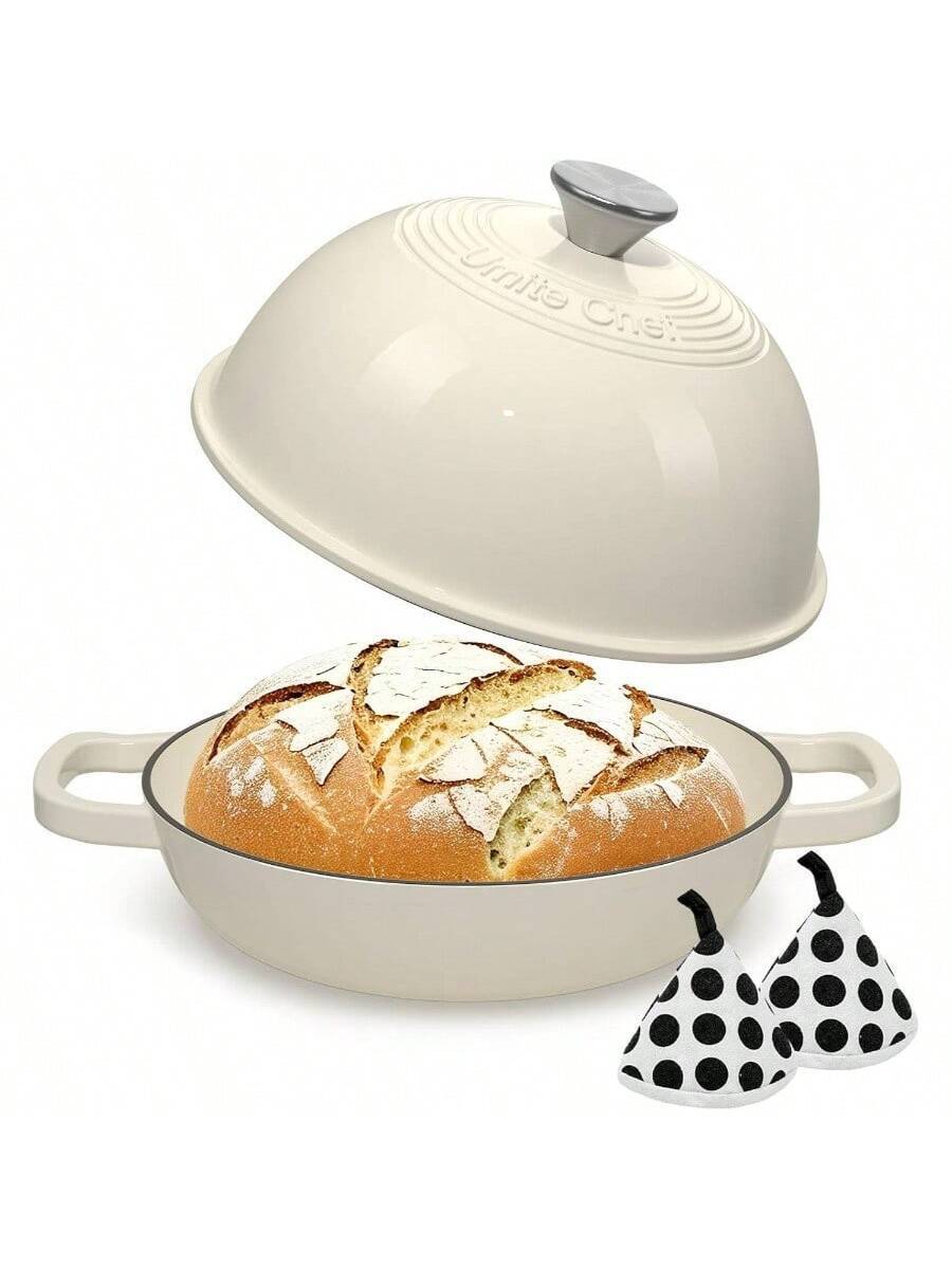 Cast Iron Dutch Oven Pot With Lid, Round Bread Oven Sourdough Bread ...