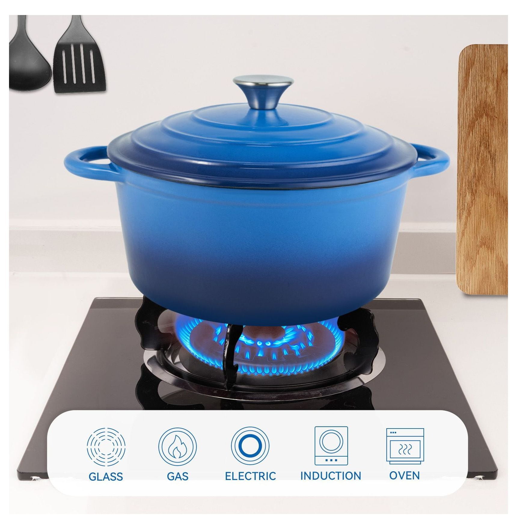 Cast Iron Dutch Oven Pot for Cooking, Baking, and Refrigeration, Heavy ...