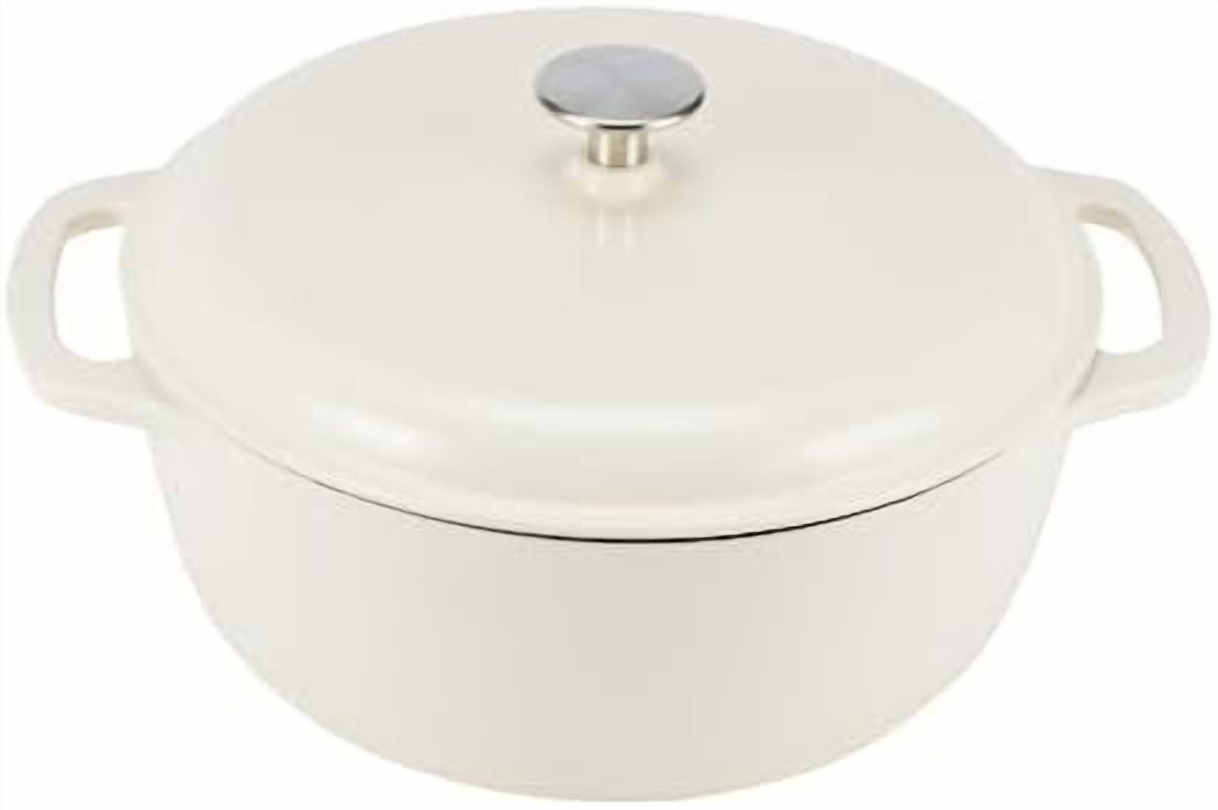 Cast Iron Dutch Oven Pot with Lid, Enameled, Round, Dual Handles, Heavy ...