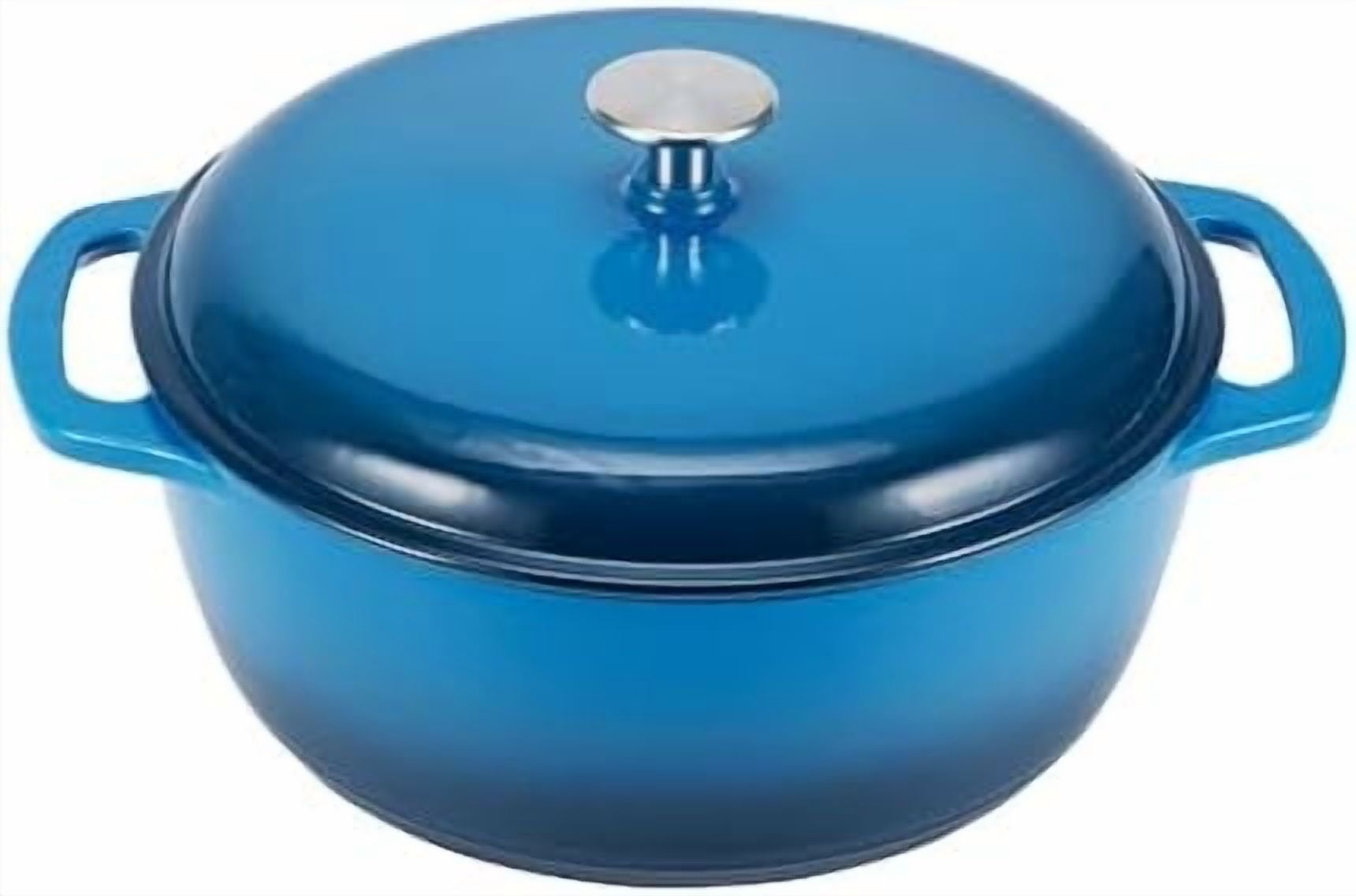 Cast Iron Dutch Oven Pot with Lid, Enameled, Round, Dual Handles, Heavy ...