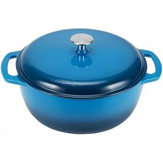 Cast Iron Dutch Oven Pot with Lid, Enameled, Round, Dual Handles, Heavy ...